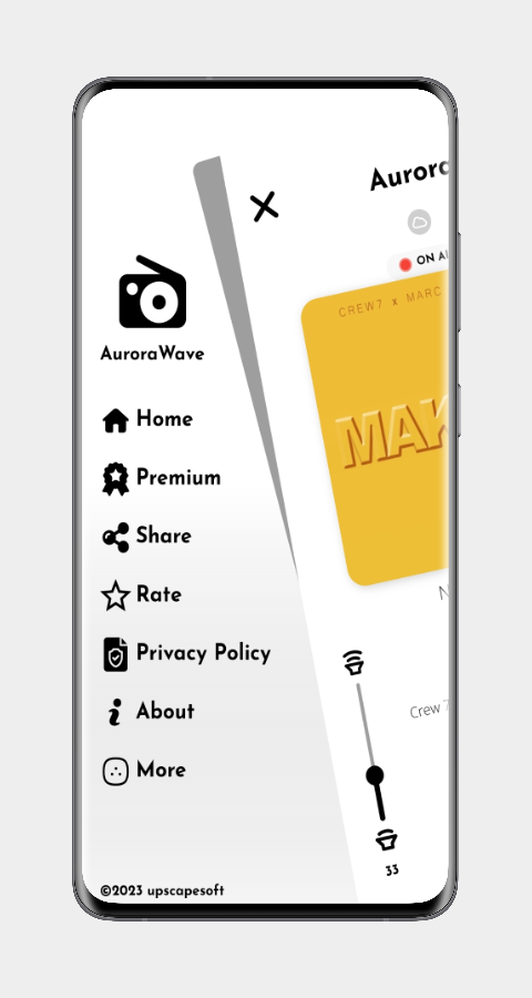AuroraWave - Single Station Radio App | ADMOB, ONESIGNAL, FIREBASE by upscapesoft